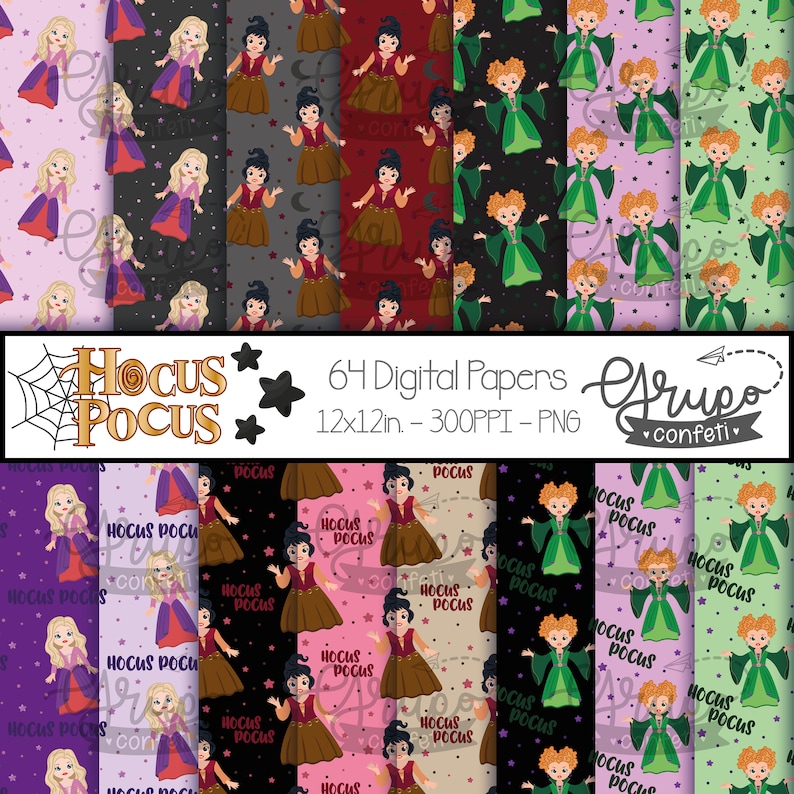 Hocus Pocus Digital Papers, Digital Download, Seamless Patterns, Hocus ...