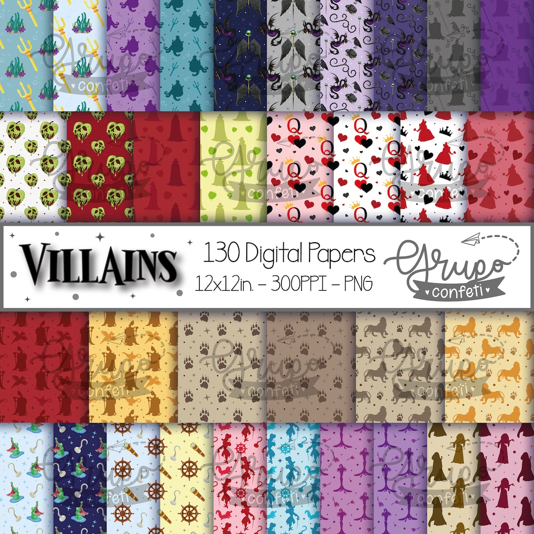Villains Digital Papers, Digital Download, Ursula, Maleficent, Evil ...
