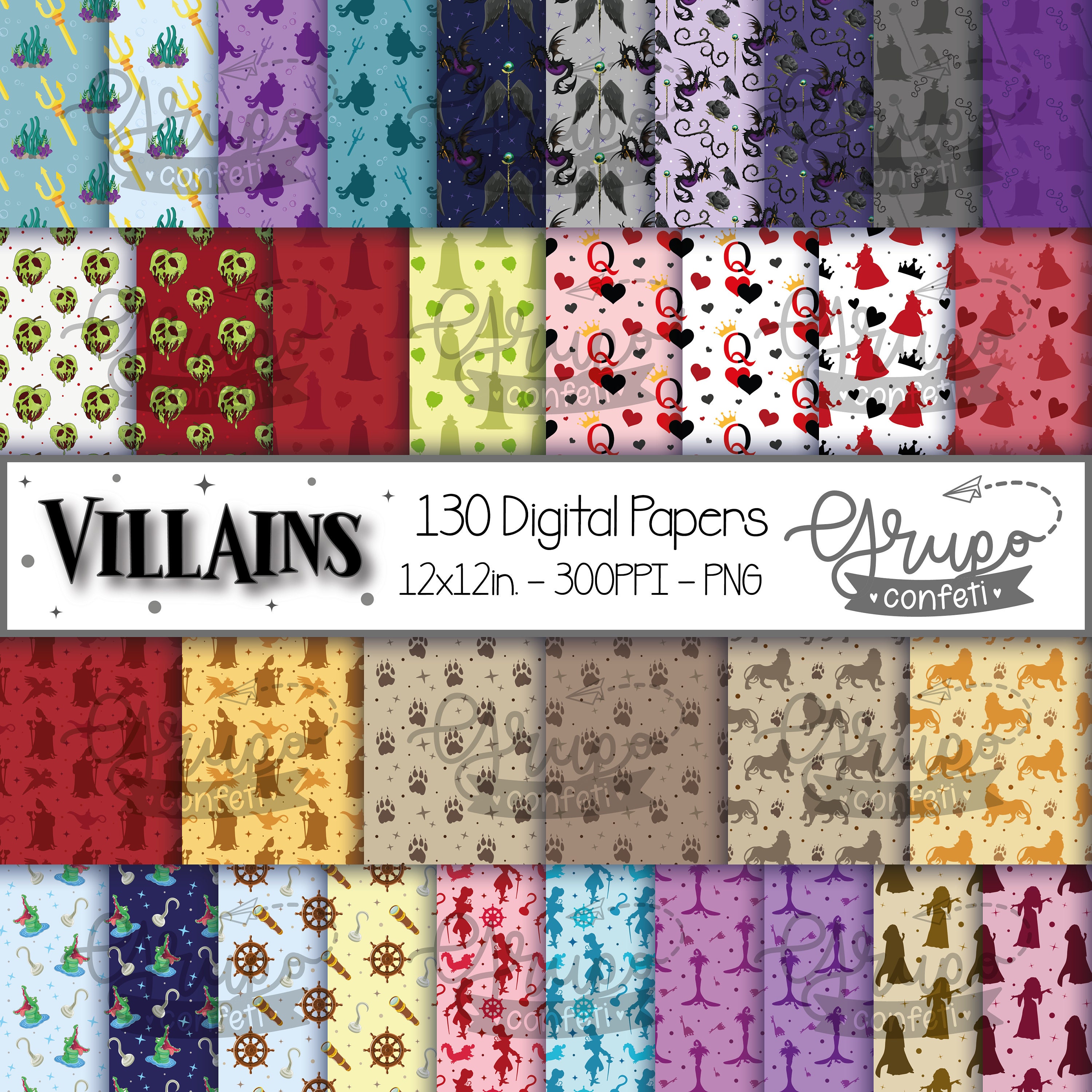 Villains Digital Papers Digital Download Ursula Maleficent - Etsy México