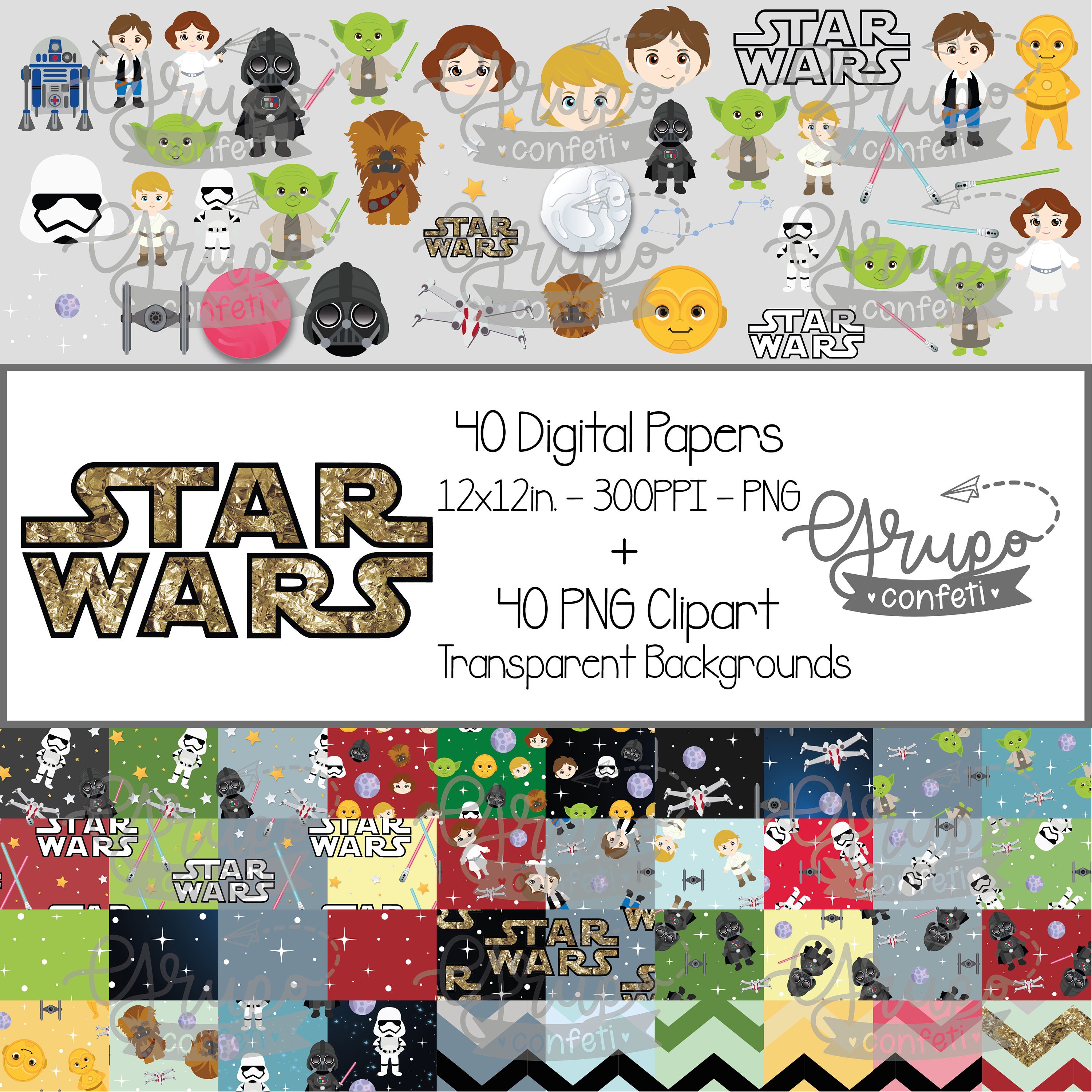 Star Wars Clipart and Digital Papers Immediate Digital | Etsy UK