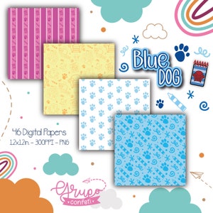 Blue Dog Digital Papers, Digital Download, Seamless Patterns - Etsy