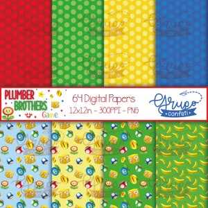 Plumber Brothers Game digital papers, Plumber Brothers Movie seamless ...
