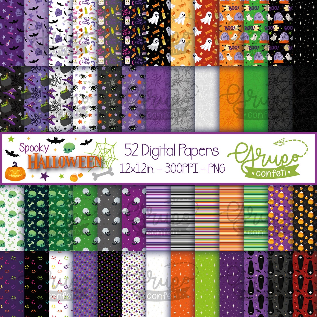 Spooky Halloween Digital Papers, Digital Download, Seamless Patterns ...