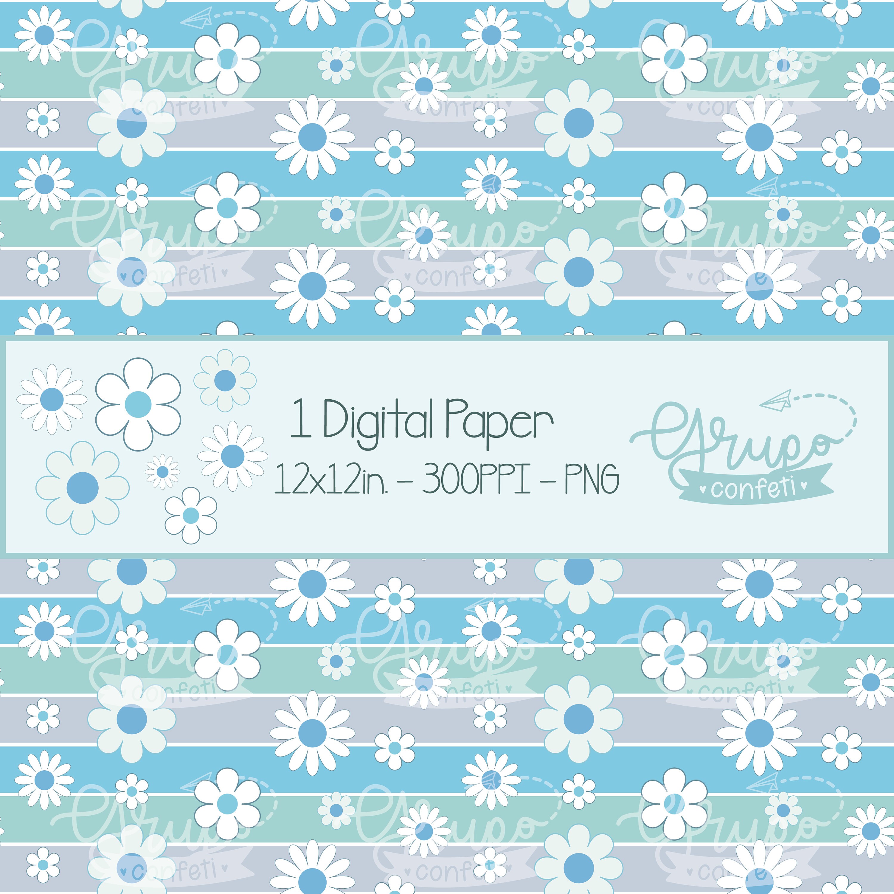 Flowers Digital Paper, Digital Download, Seamless Pattern, Daisies ...