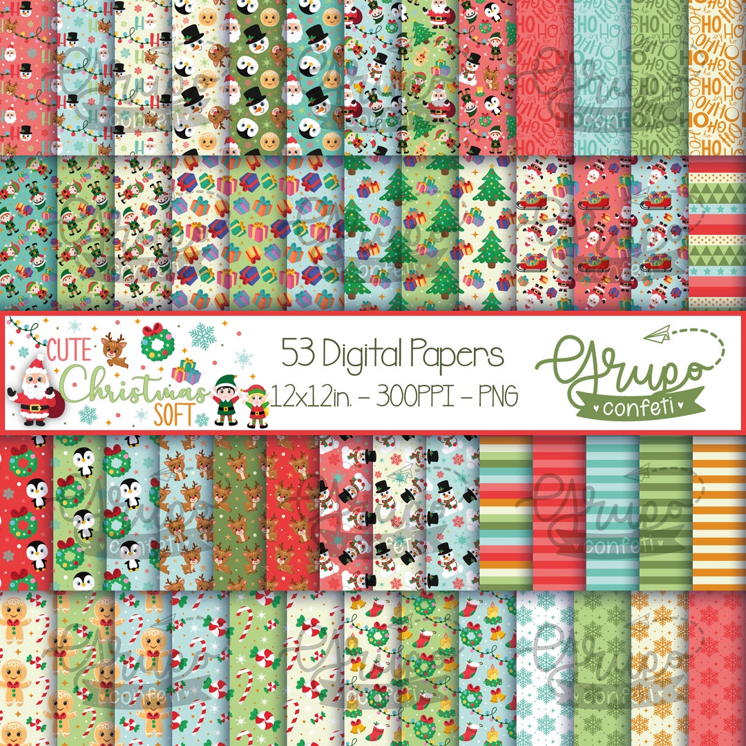 Christmas in Soft Colors Digital Paper Bundle, Seamless Patterns ...