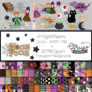 Hocus Pocus Digital Papers and Cliparts, Digital Download, Seamless ...