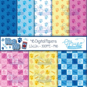 Blue Dog Digital Papers, Digital Download, Seamless Patterns - Etsy
