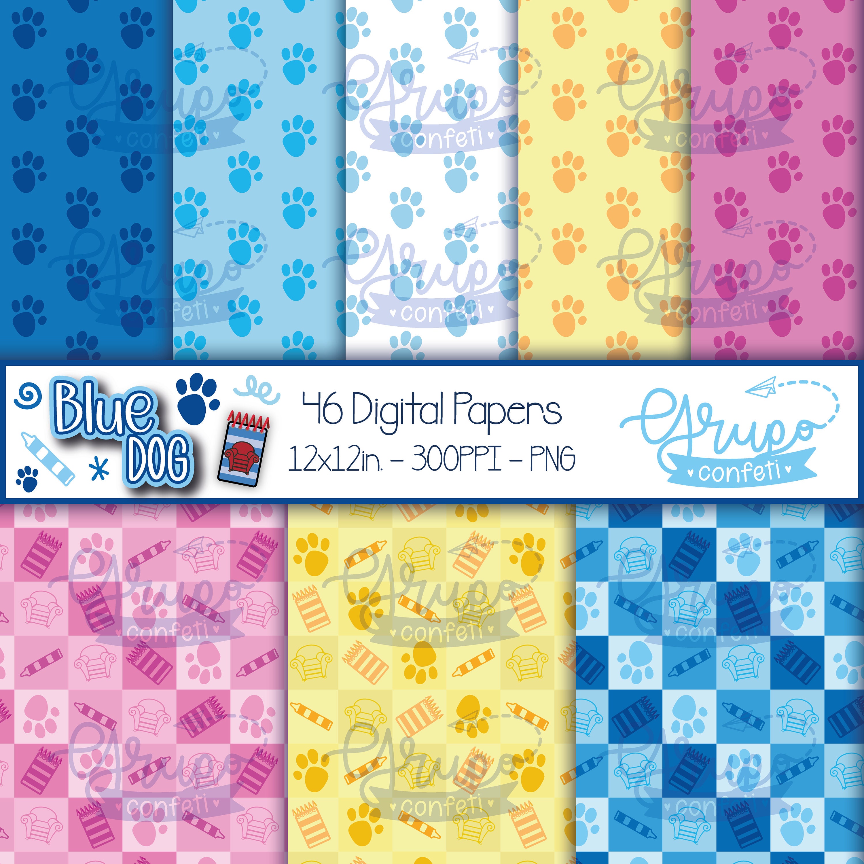 Blue Dog Digital Papers, Digital Download, Seamless Patterns - Etsy