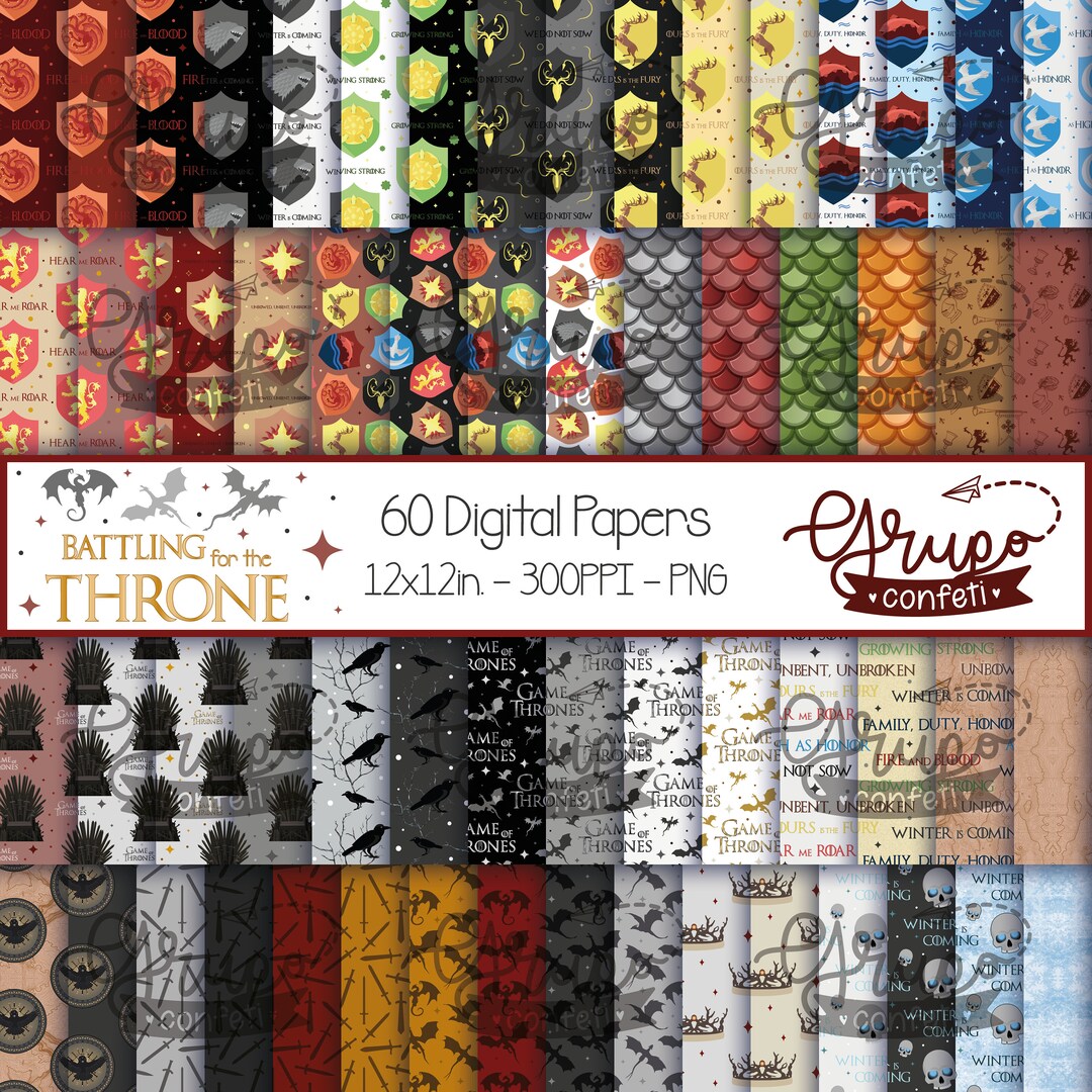Battling for the Throne Digital Papers, Medieval Digital Papers, Dragon ...