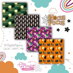 Hocus Pocus Digital Papers and Cliparts, Digital Download, Seamless ...