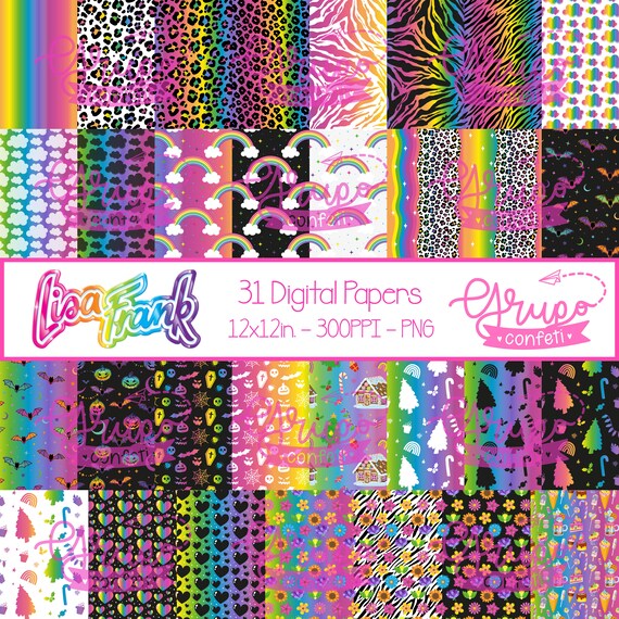 Lisa Frank inspired digital papers Lisa Frank patterns | Etsy España