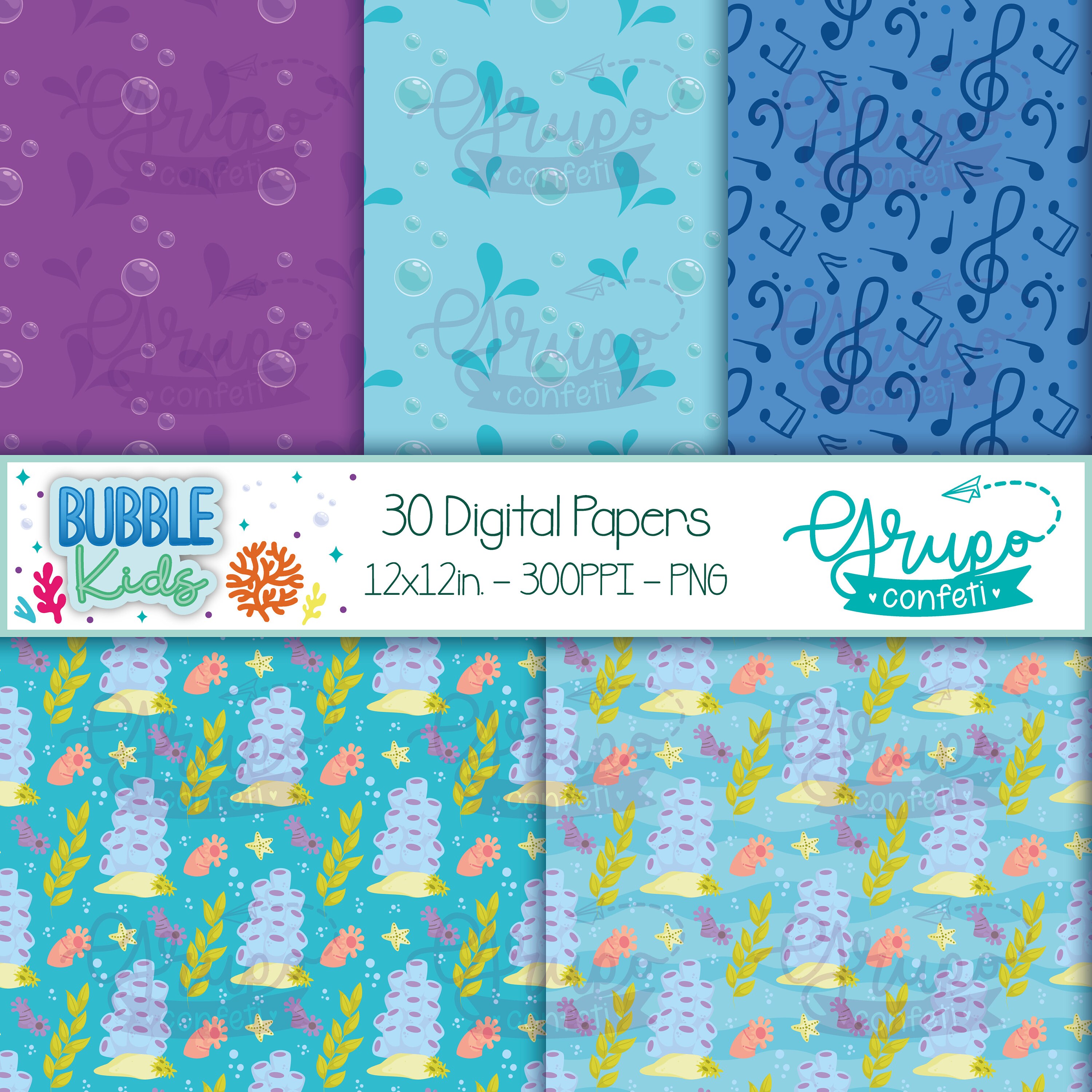 Bubble Kids Digital Papers, Digital Download, Seamless Patterns ...