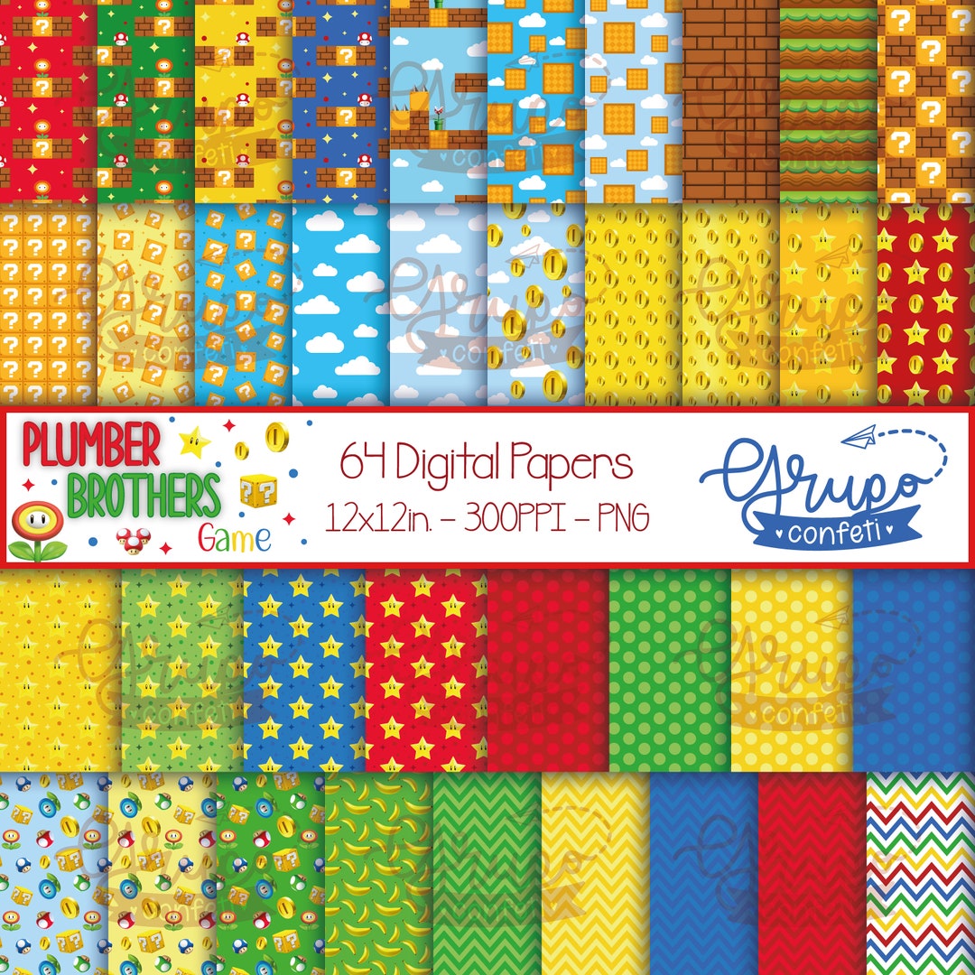 Plumber Brothers Game Digital Papers, Plumber Brothers Movie Seamless ...