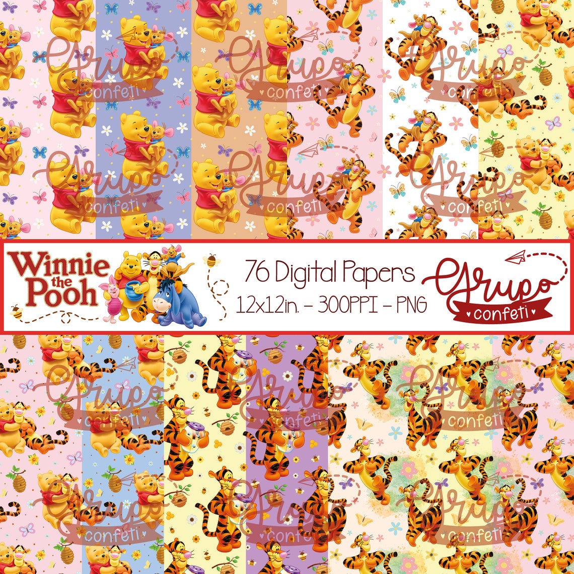 Winnie Pooh Digital Papers Winnie the Pooh Patterns Seamless - Etsy