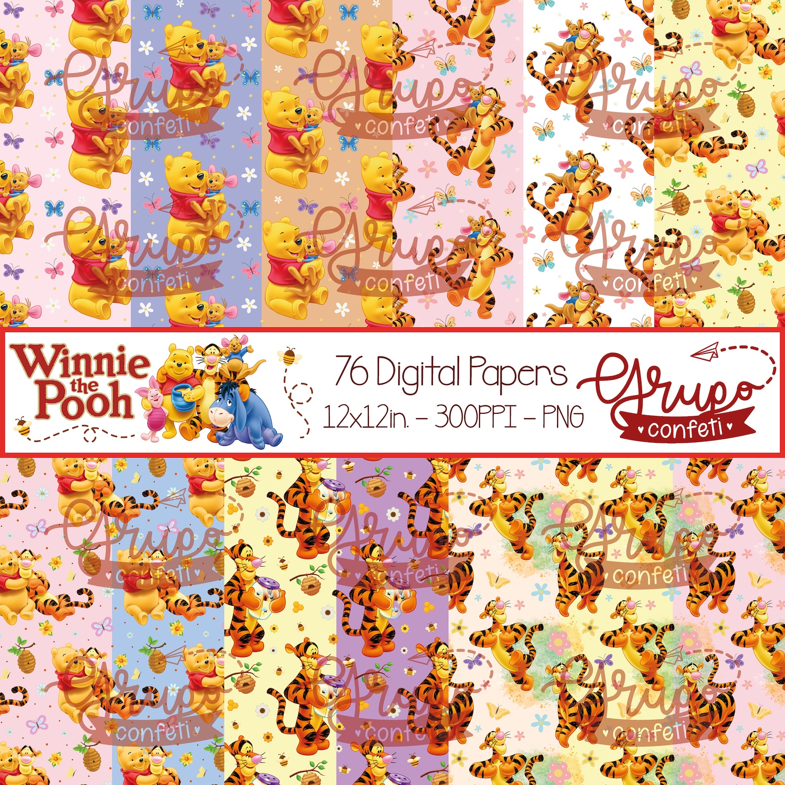 Winnie Pooh Digital Papers Winnie the Pooh Patterns Seamless - Etsy