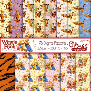 Winnie Pooh Digital Papers, Winnie the Pooh Patterns, Seamless Patterns ...