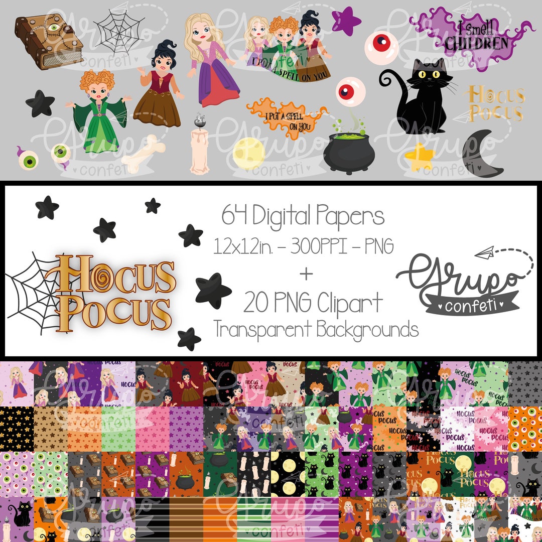 Hocus Pocus Digital Papers and Cliparts Digital Download - Etsy