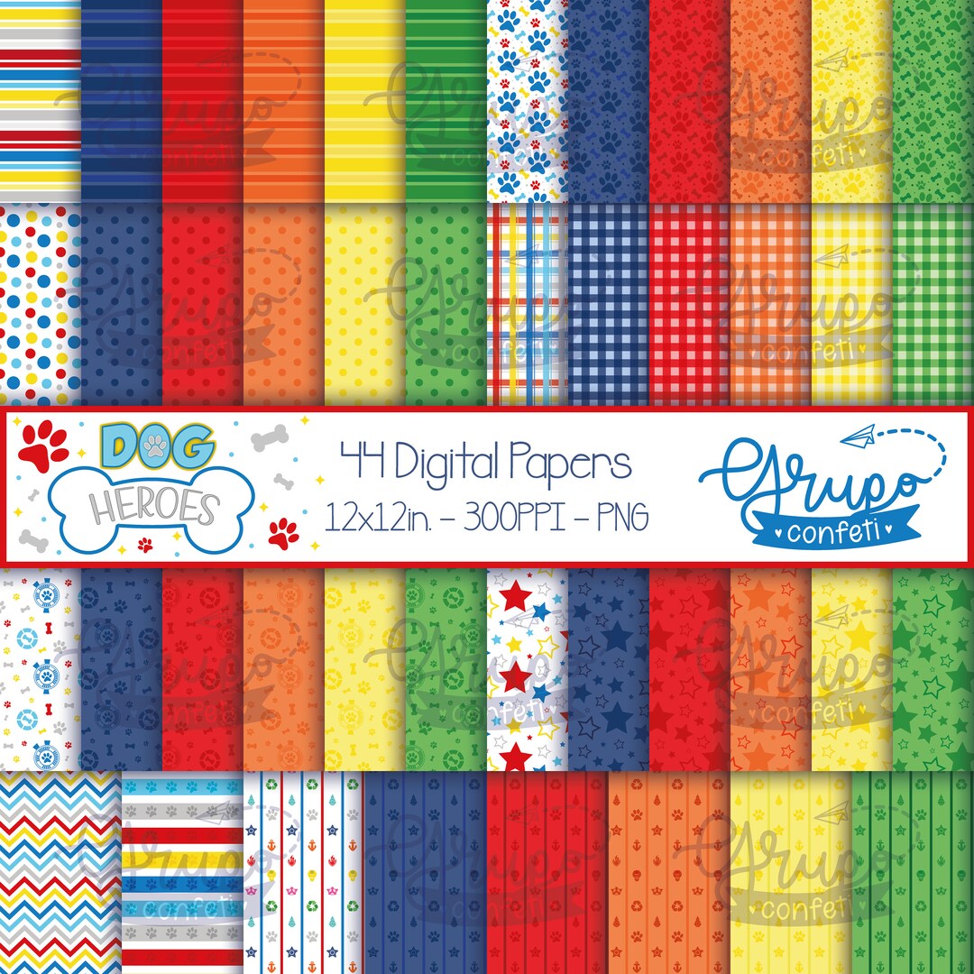 Dog Heroes Digital Papers, Digital Download, Seamless Patterns - Etsy