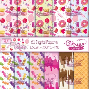Treats and Sweets Digital Papers, Digital Download, Seamless Patterns ...