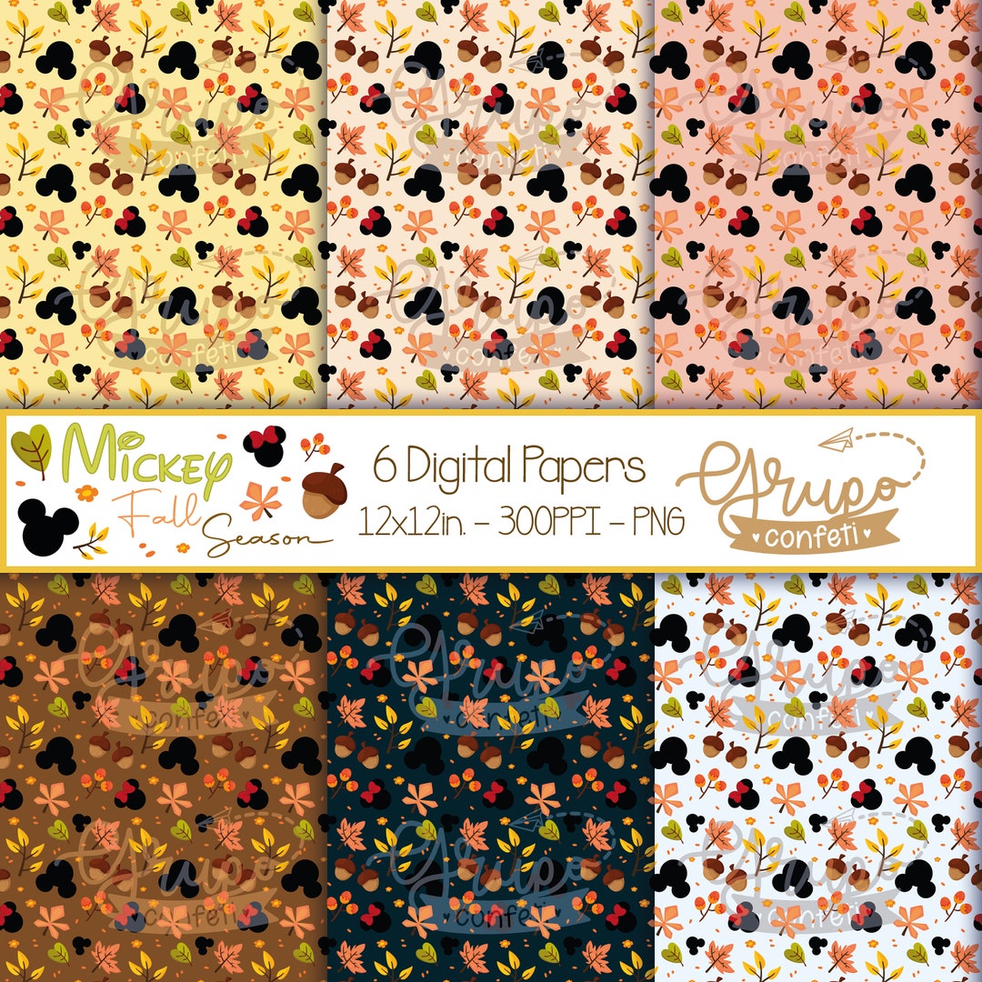 Mickey Fall Season Seamless Patterns, Digital Papers, Digital Download ...