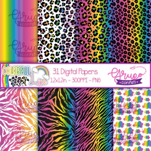 Colorful Lisa, Lisa Frank Inspired Digital Papers, Lisa Frank Patterns ...