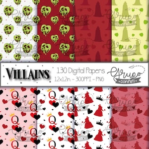 Villains Digital Papers, Digital Download, Ursula, Maleficent, Evil ...