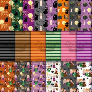 Hocus Pocus Digital Papers and Cliparts, Digital Download, Seamless ...