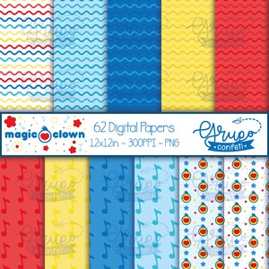 Magic Clown Digital Papers, Digital Download, Seamless Patterns - Etsy