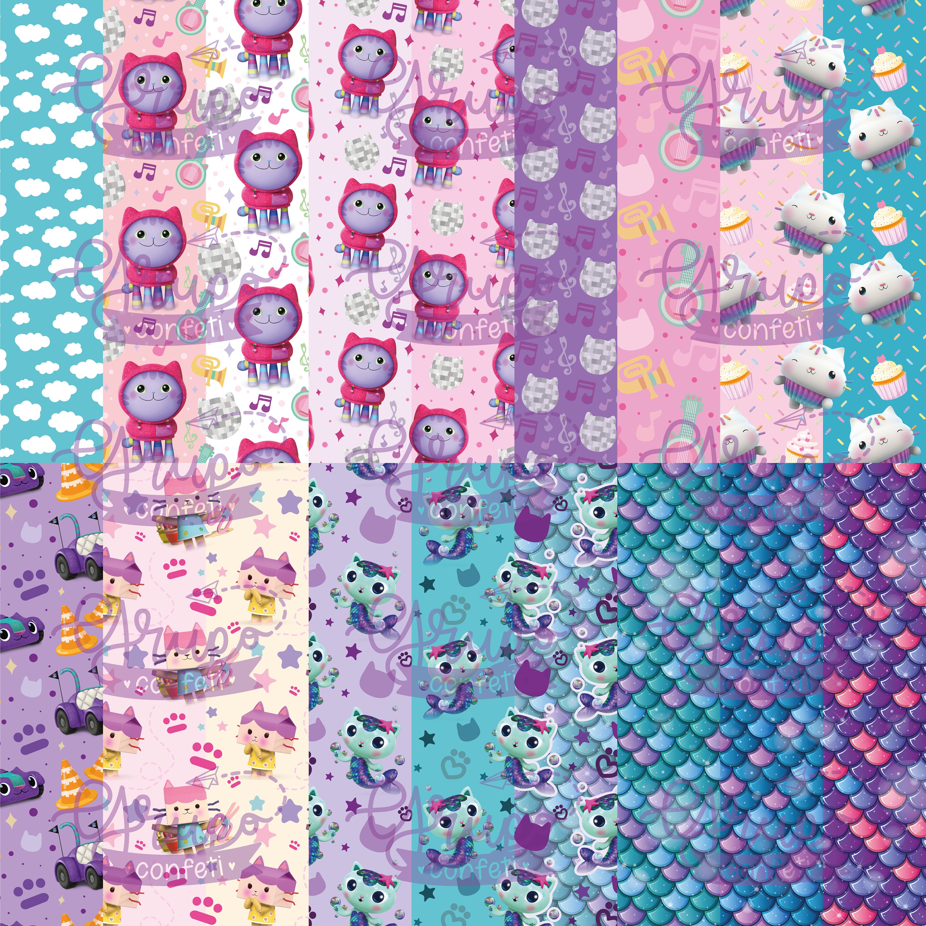 Gabby's Dollhouse Digital Papers Seamless Patterns - Etsy Finland