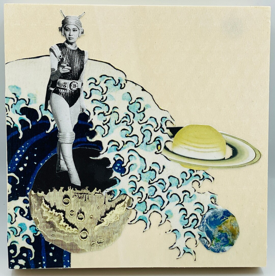 Out of This World Collage Wooden Canvas Original - Etsy