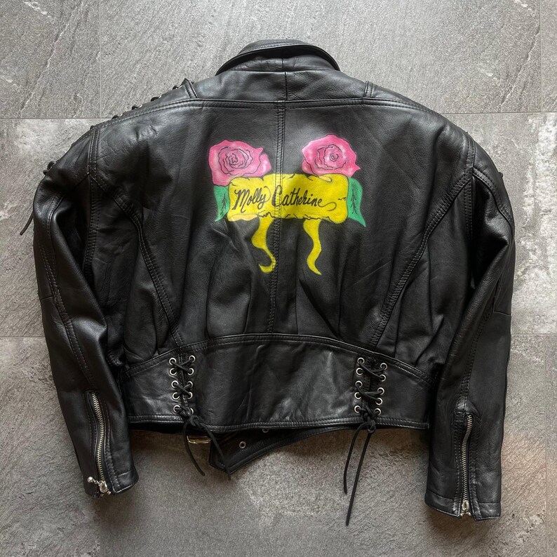 Vintage Cropped Leather Biker Jacket - Etsy