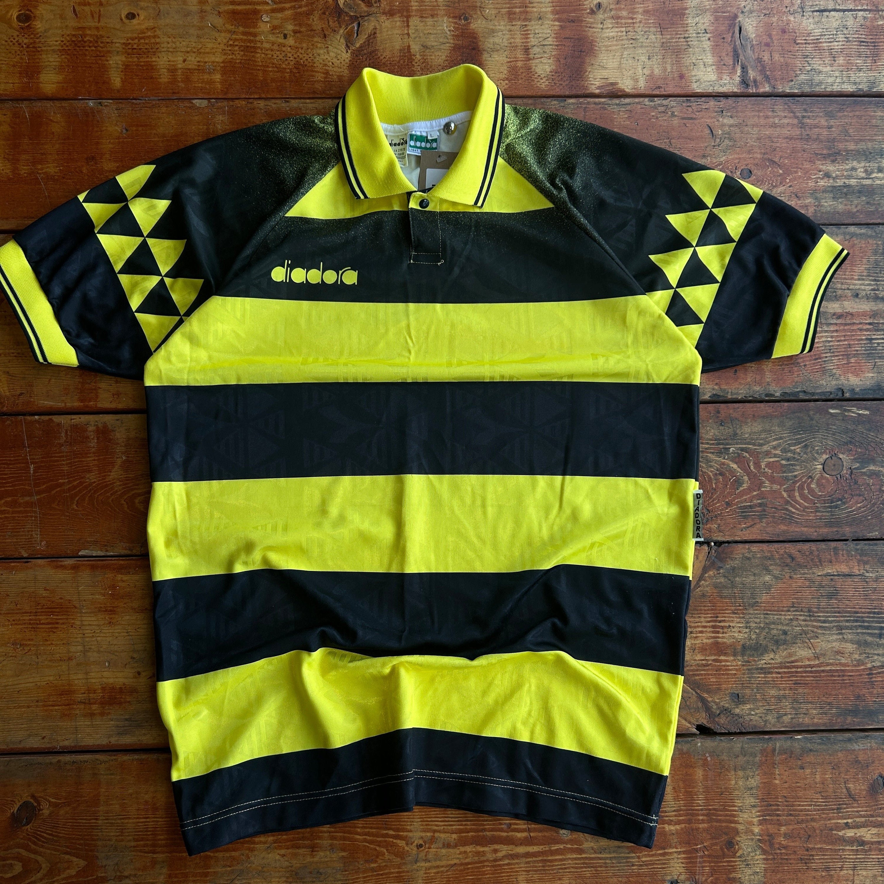 Vintage Yellow & Black Stripe Diadora Soccer Jersey Size L - Etsy