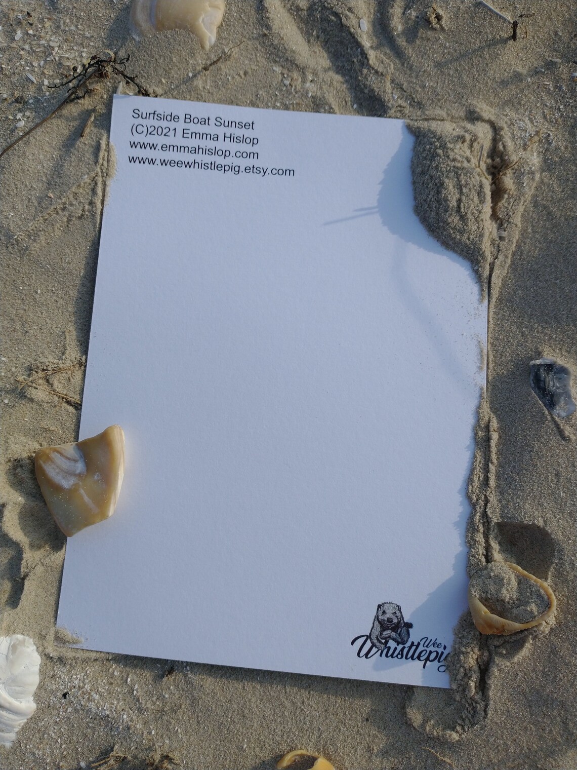 Hand Painted Beach Fine Art Printed 5x7 Poster Set of 4 Post Card, Flat ...