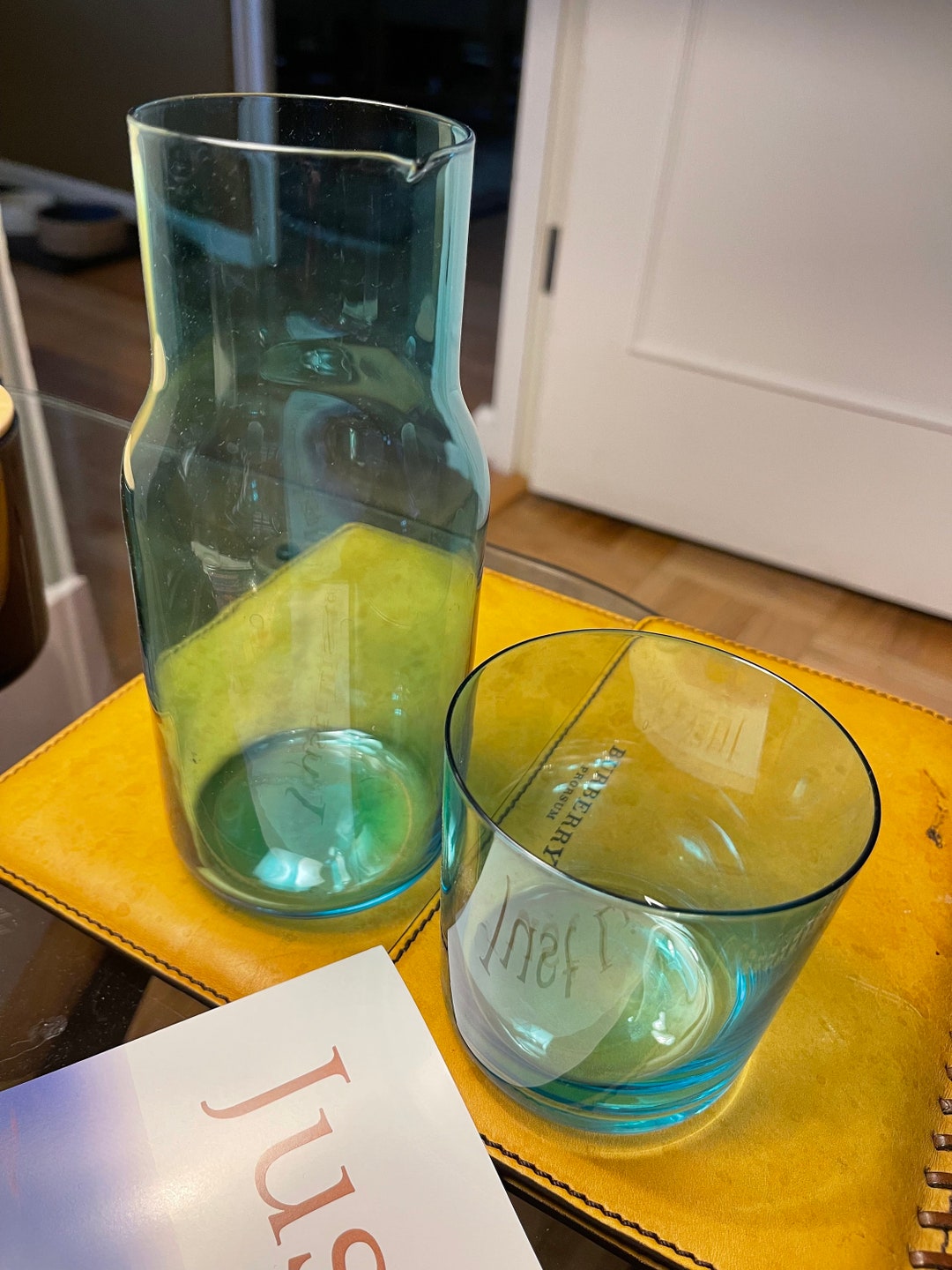 Jonathan Adler Biba Bedside Carafe Set Blue Glass NIB 25oz Carafe ...
