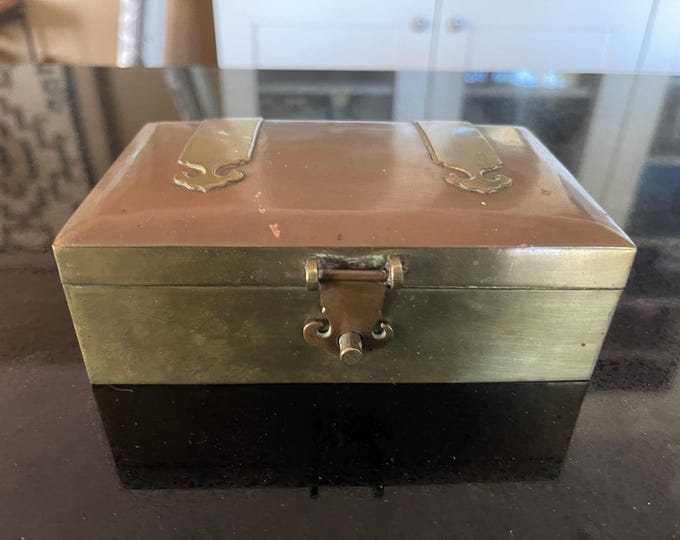 Antique Mission Style Hinged Chinese Copper, Brass & Wood Lined ...