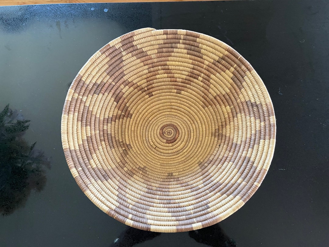 Native American Folk Art Stylized Basket With Geometric Design - Etsy