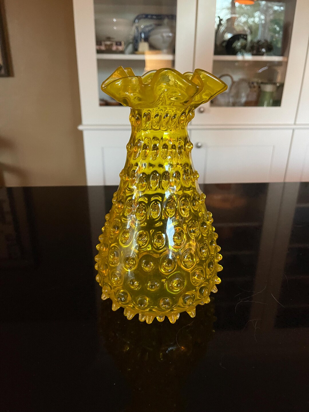 Mid Century Italian Toscany Zena Empoli GLASS Canary Vaseline Yellow ...