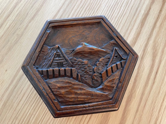 Vintage Japanese Hexagon Shape & Hand Carved Jewelry … - Gem