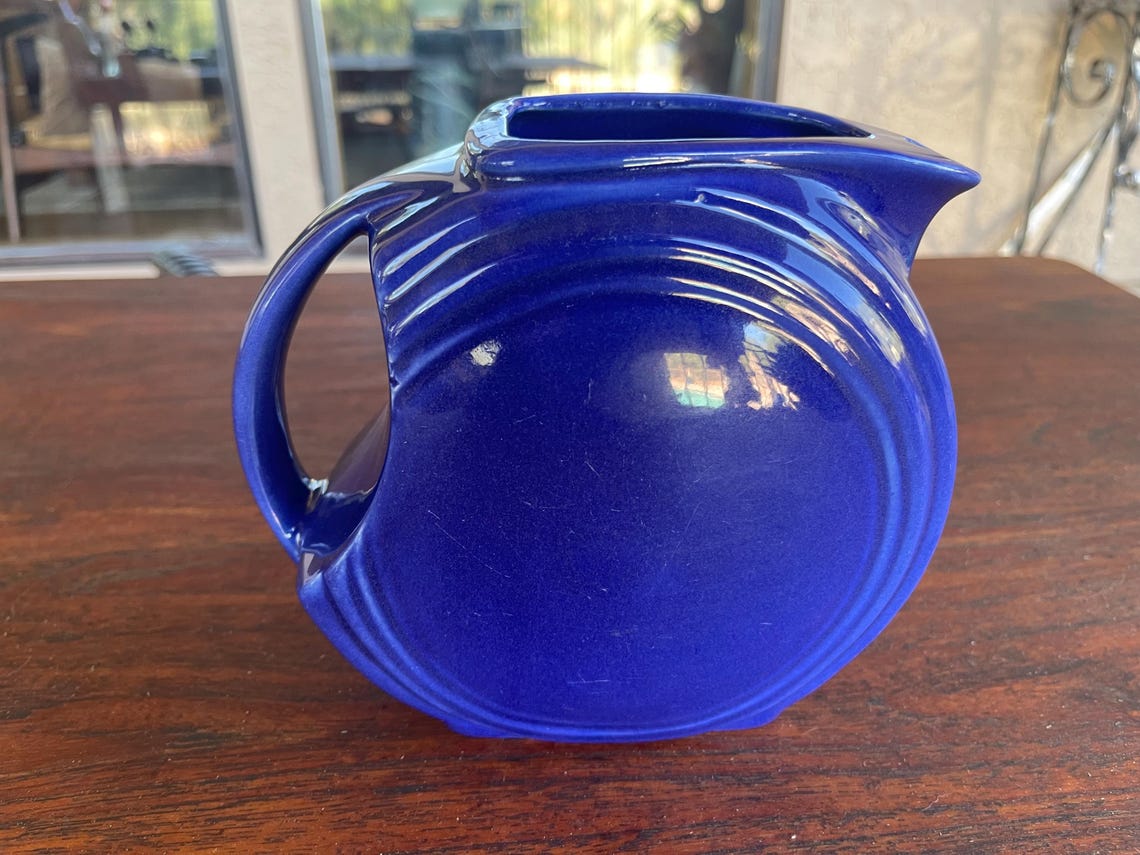 Vintage Art Deco Cobalt Blue Pitcher - Etsy