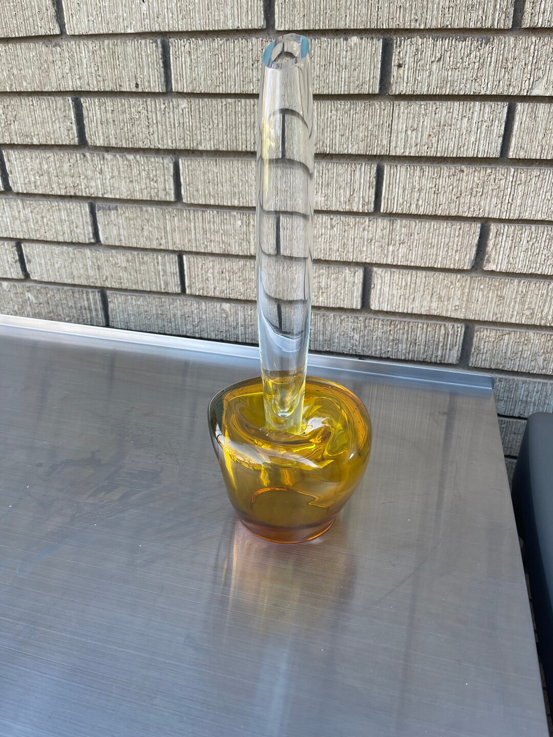 Rare Rosenthal Studio Line Germany Art Glass Amber Base and Clear Vase ...
