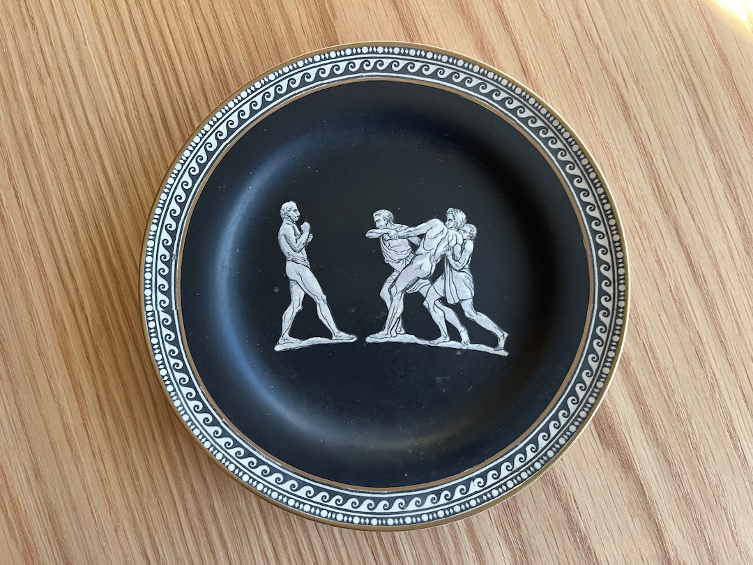 Antique Pratt Fenton "old Greek" Plate of Men Urging Another to Fight ...