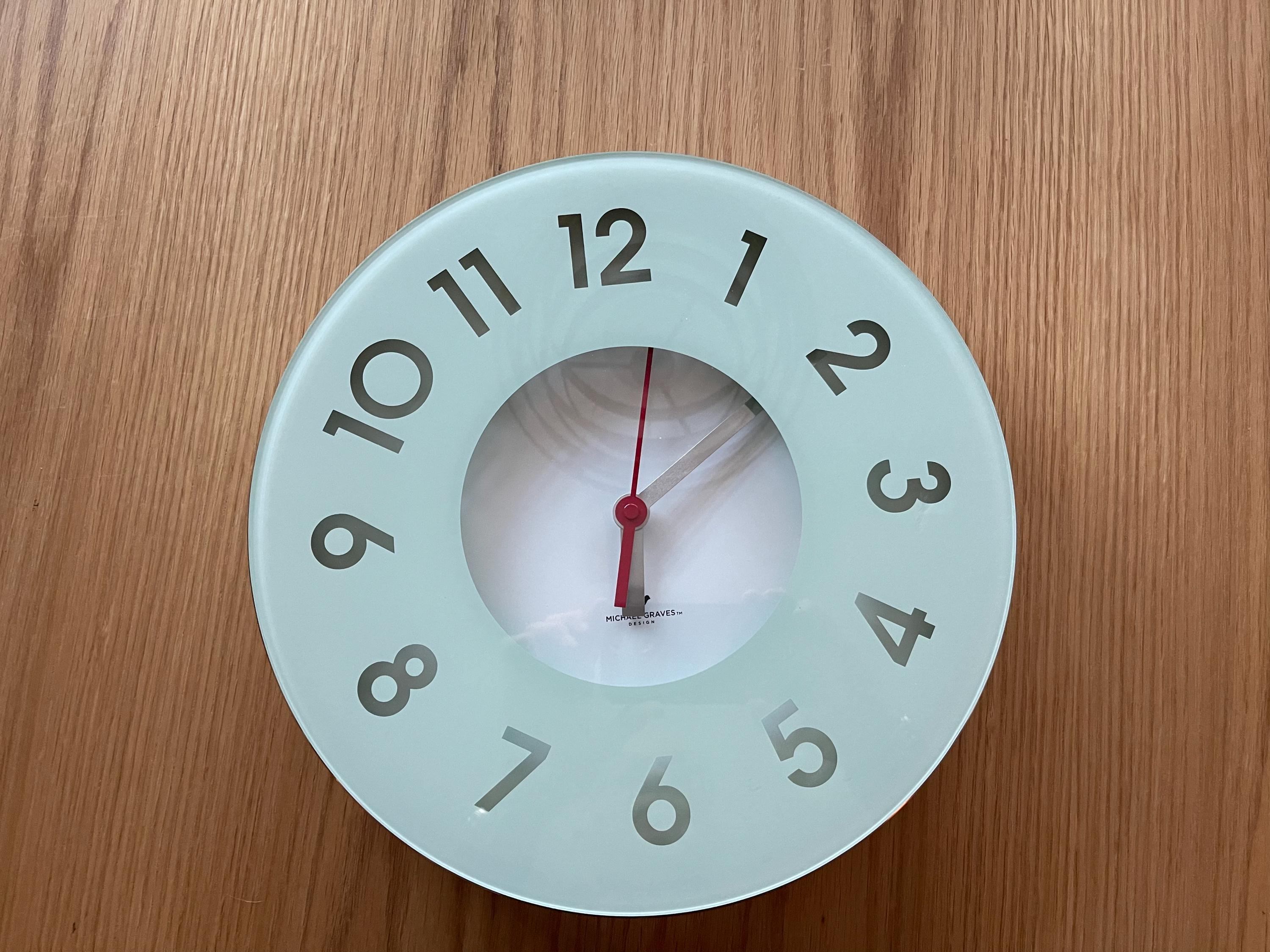 Mid Century Style Michael Graves Clock Celadon Turquoise Glass Wall ...