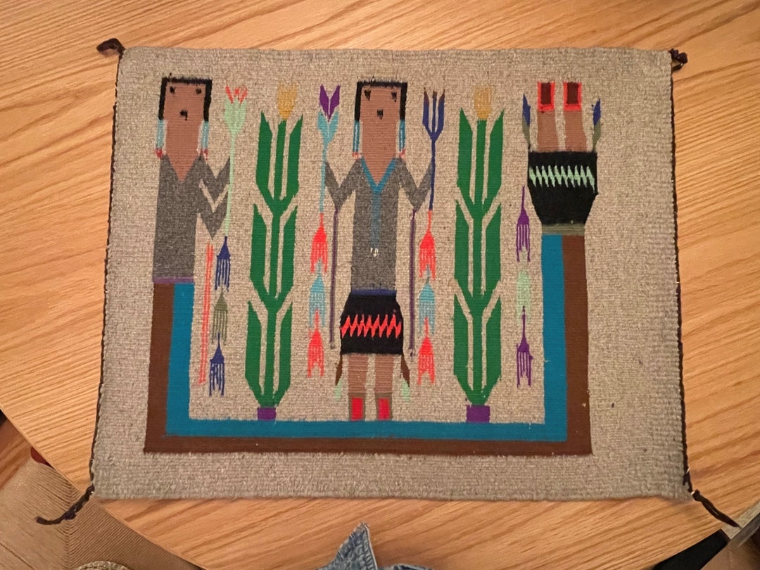 Navajo Yei Rug With Humpback Yei, Corn and Rainbow Guardian - Etsy