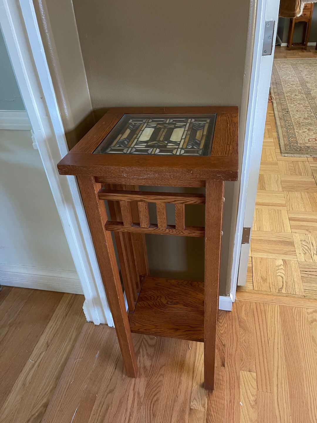 Mid Century Frank Lloyd Wright Style Stain Glass Tall Oak Stand 36h - Etsy