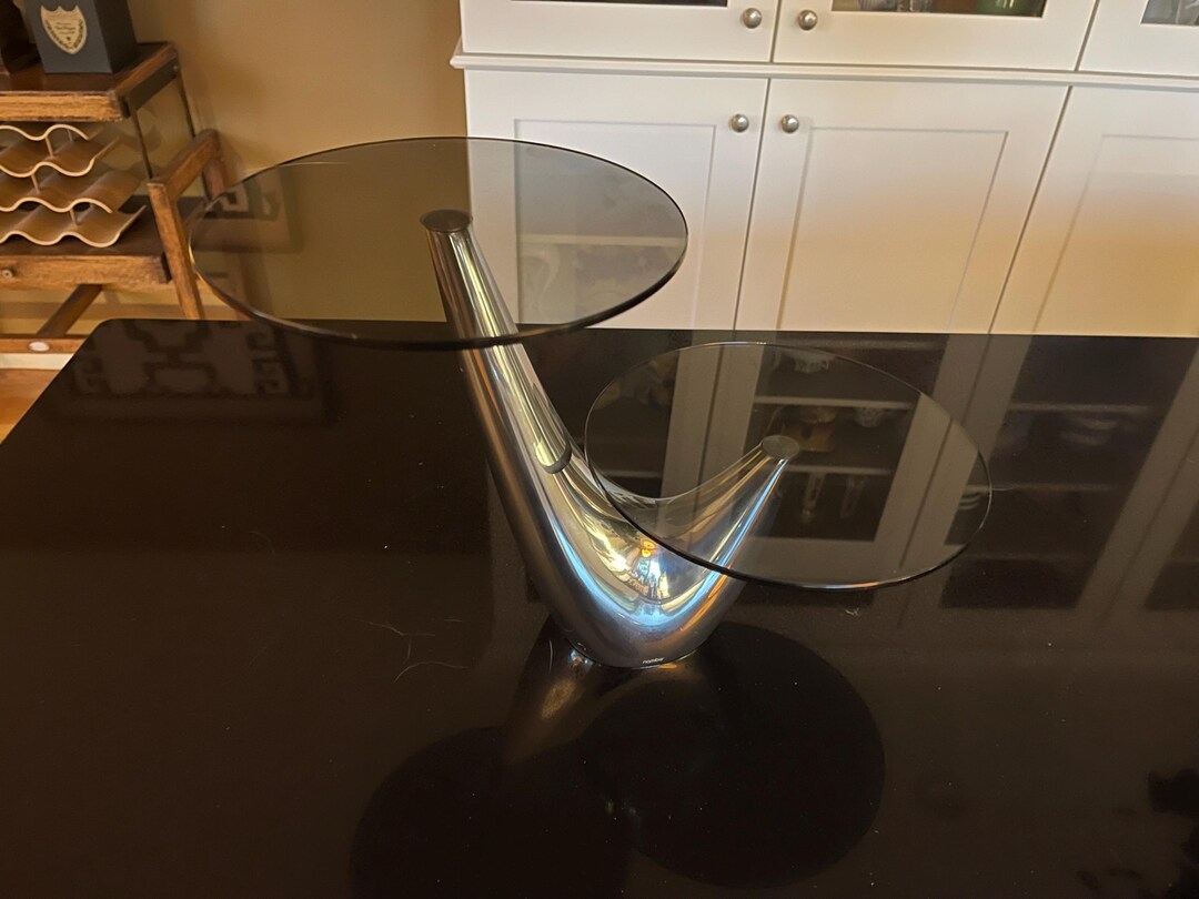 Mid Century Style Nambe Morphik 2 Tier Cake Plate by Karim Rashid 6-3/4-inch by 8-inch by 14-1/4 ...