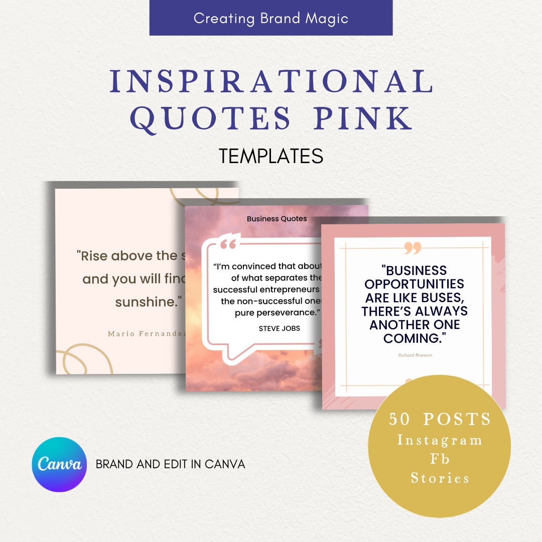 Pink Colour Quotes Templates for Social Media canva - Etsy