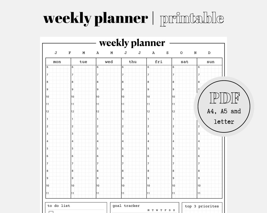 Weekly Planner Printable A4 A5 US Letter Digital - Etsy Australia