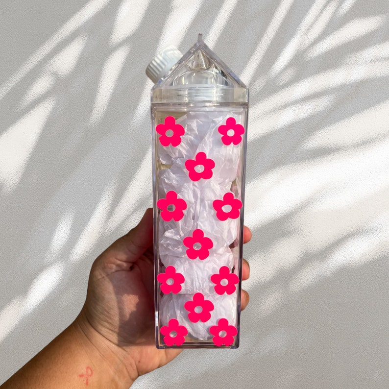 Hot Pink Flower Milk Carton Water Bottle | Milk Carton Water Bottle ...