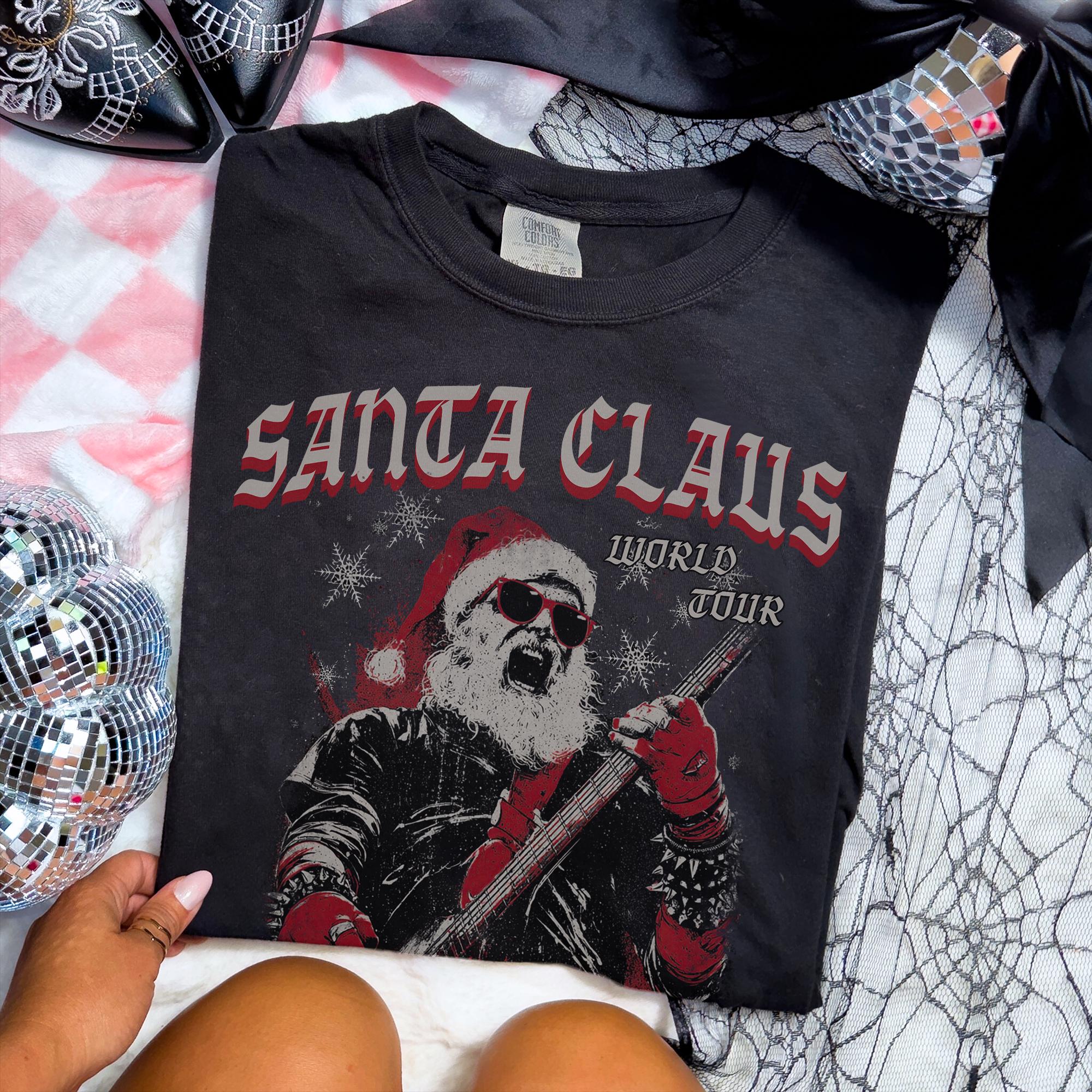 Vintage Santa Claus World Tour Comfort Colors Two Side T- Shirt ...