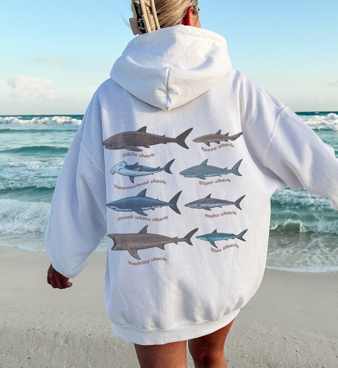Shark Types Hoodie Shark Week Sweatshirt Gift for Shark Lovers Ocean ...